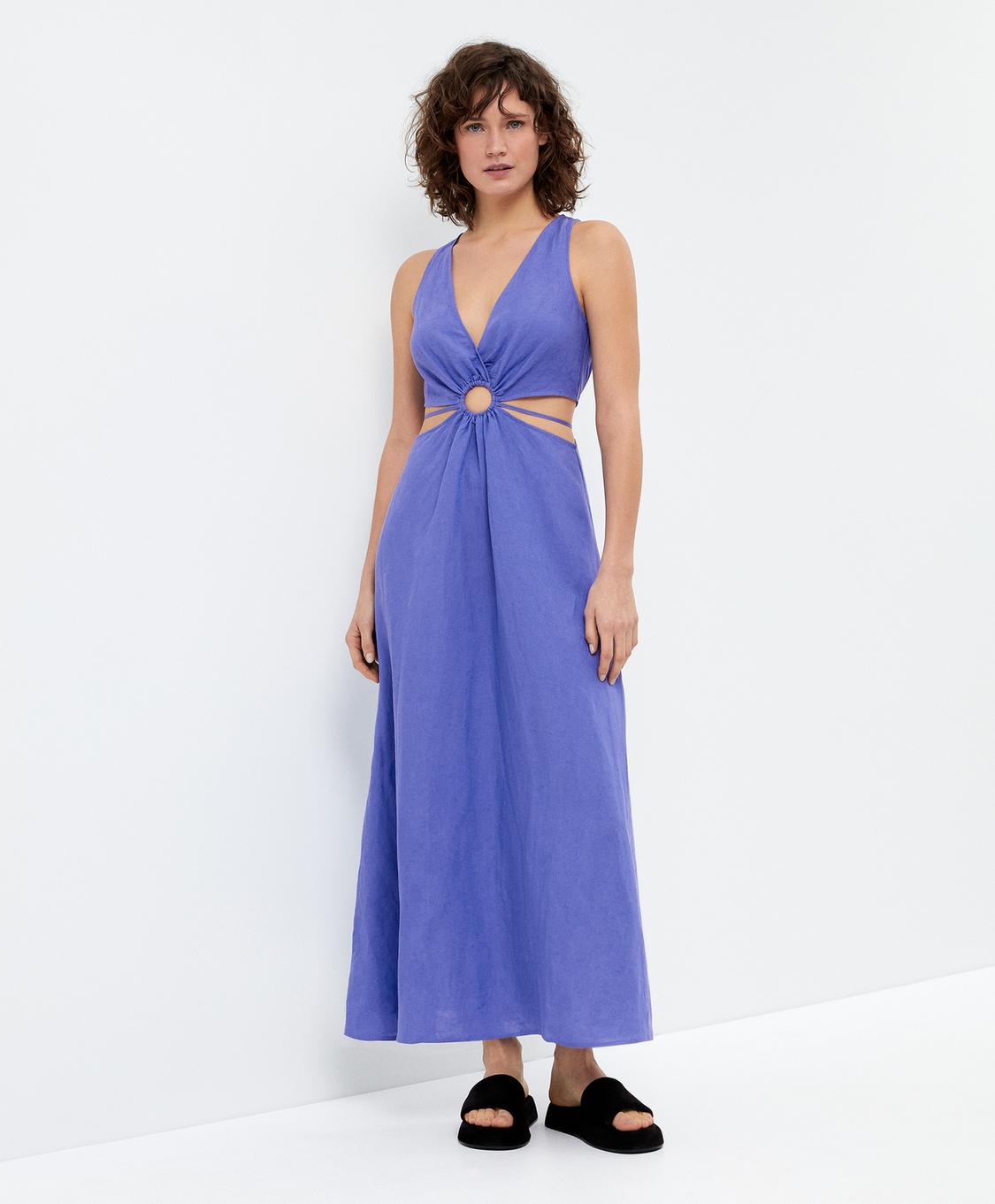 Midikleid mit Leinenanteil und Cut-out | OYSHO Deutschland / Germany