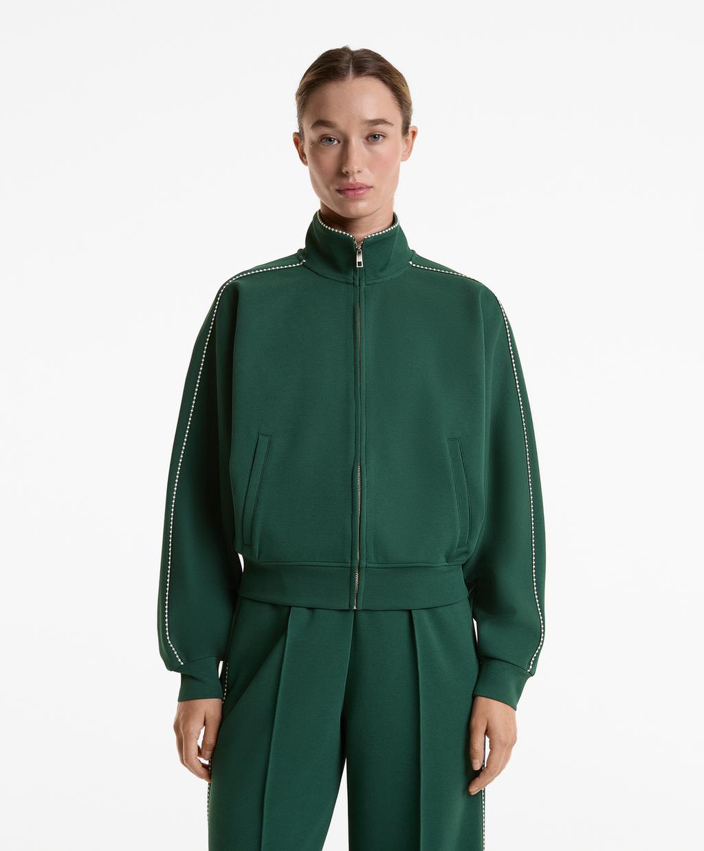Medium weight piqué jacket with cotton and piping | OYSHO الأردن