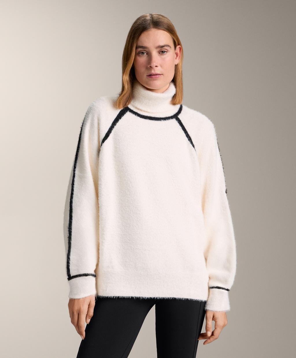 Knit jumper with piping and raised neck | OYSHO United Kingdom