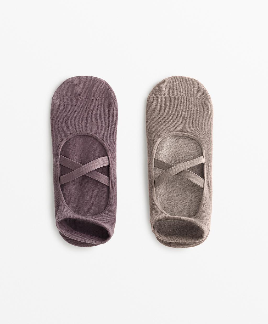 2 para čarapa za jogu i pilates od mešavine pamuka sa ukrštenim trakama ...