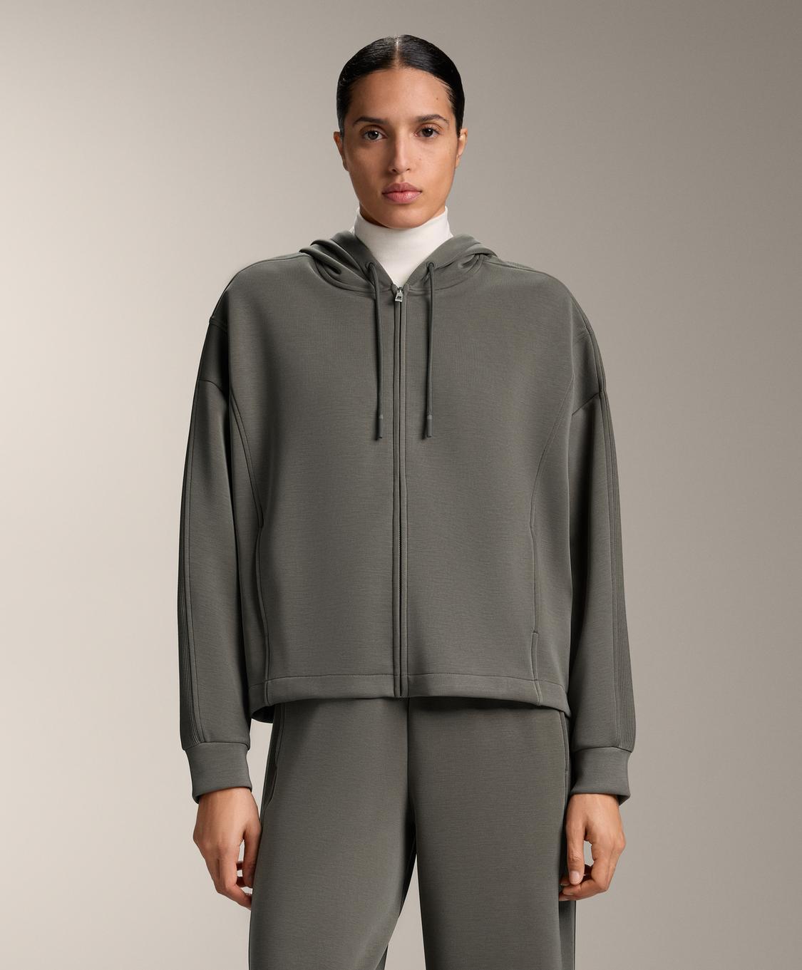 Hooded jacket with Rib details with Brushed modal | OYSHO United Kingdom