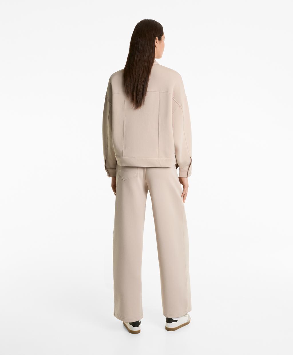Camel cotton blend straight-leg tracksuit | OYSHO Singapore