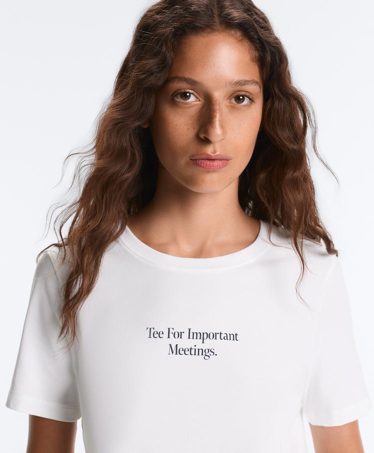T-shirt à manches courtes en coton mélangé avec texte | OYSHO Tunisie