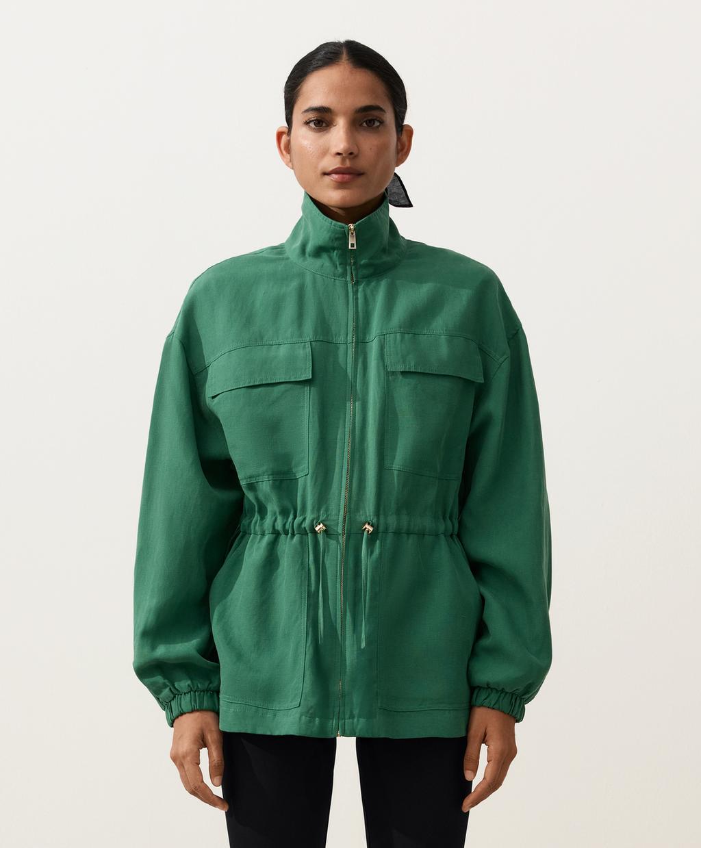 Lyocell and 24% linen blend ruched waist jacket | OYSHO Lebanon