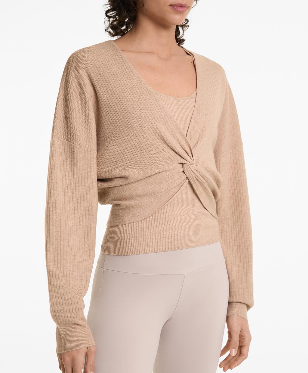 Knit crop jumper with crossover design | OYSHO Portugal