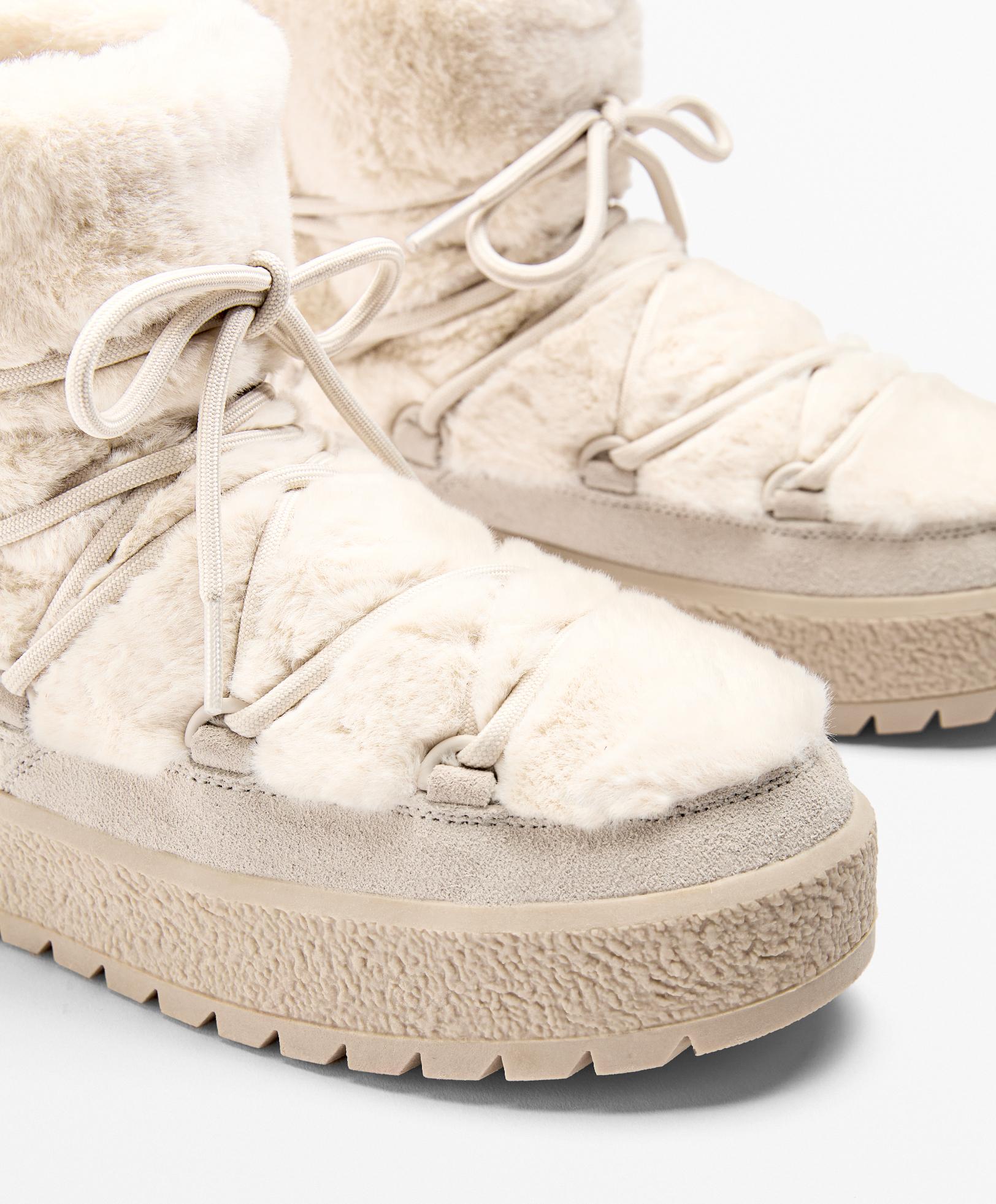 Faux-fur lace-up boots | OYSHO United Kingdom
