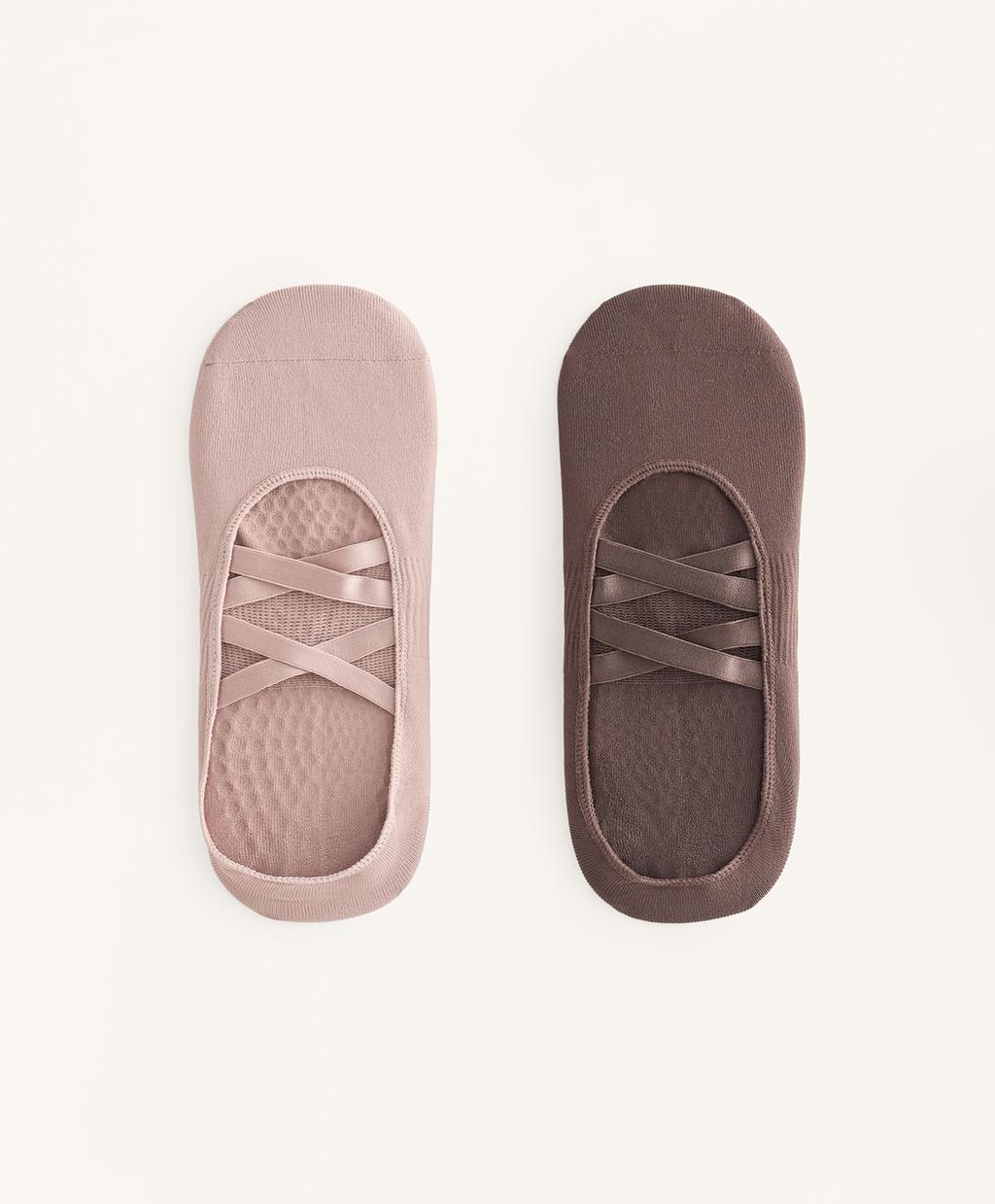 2 pairs of polyamide blend yoga and Pilates socks with double straps ...